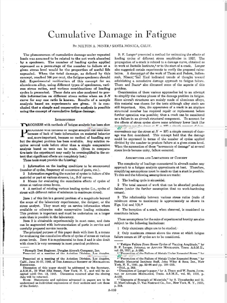 Cumulative Damage in Fatigue | PDF