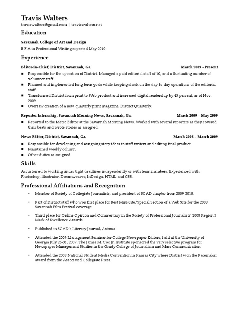 Travis Walters: Editor & Writer Profile | PDF | Career & Growth ...