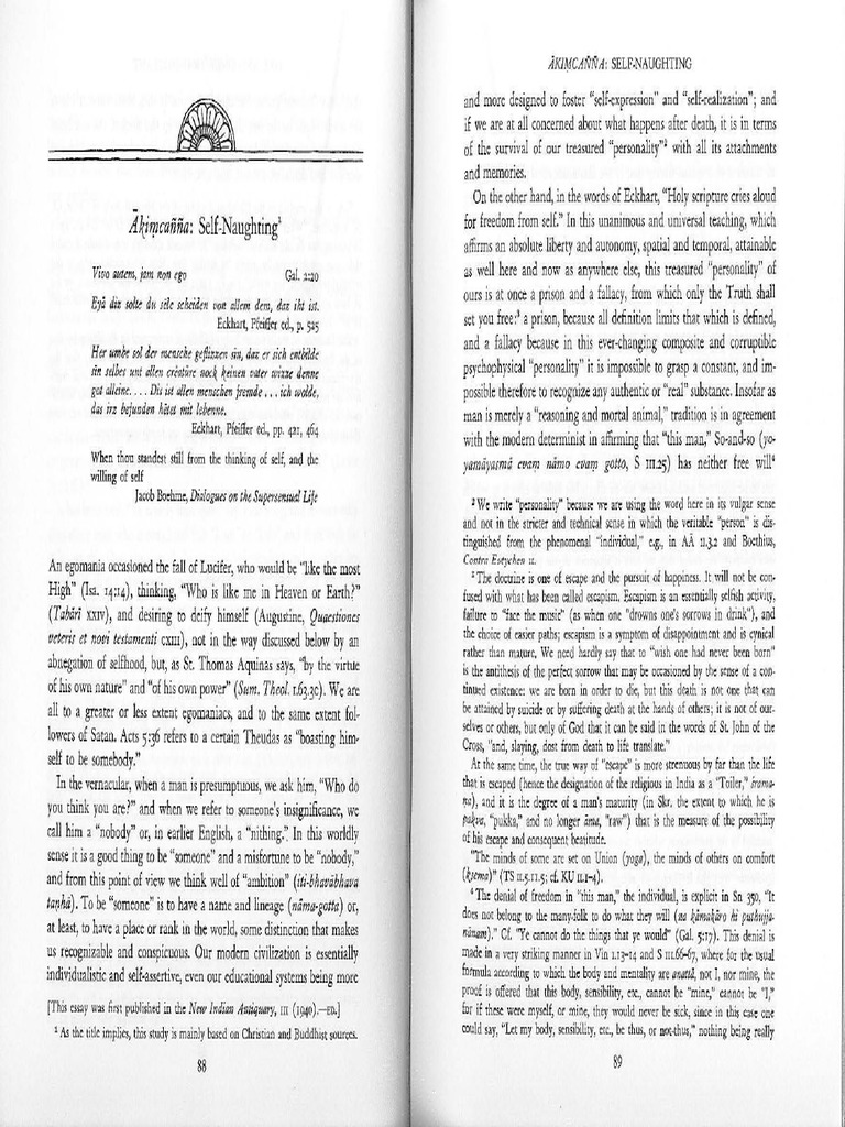 Ananda K. Coomaraswamy, "Self Naughting," and "Self Sacrifice" | PDF