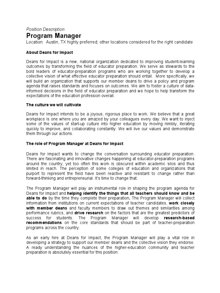 Program Manager | PDF | Cognition | Psychological Concepts