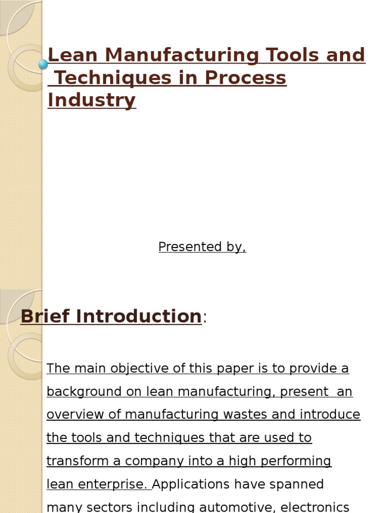 Lean Manufacturing Tools and | PDF | Lean Manufacturing | Production ...