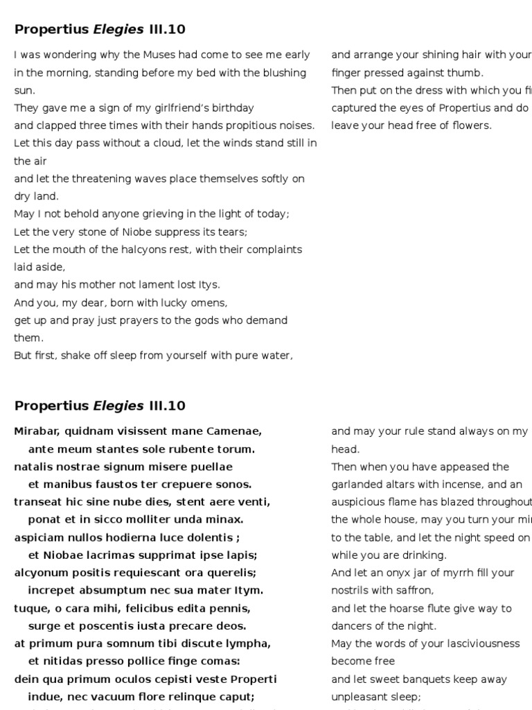 Propertius 3.10 Side by Side English and Latin | PDF | Nature