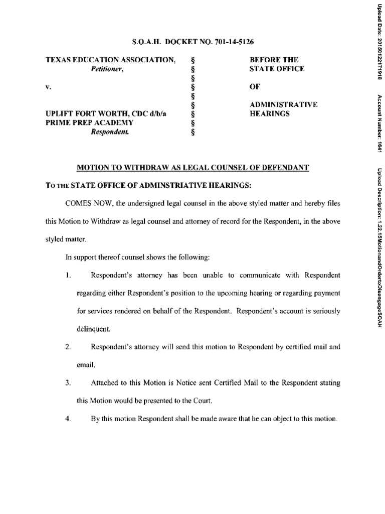 Motion To Withdraw As Legal Counsel of Defendant | PDF | Government ...