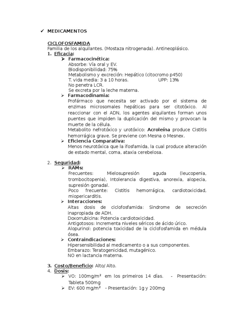 Medicamentos Ciclofosfamida | Farmacocinética | Quimioterapia