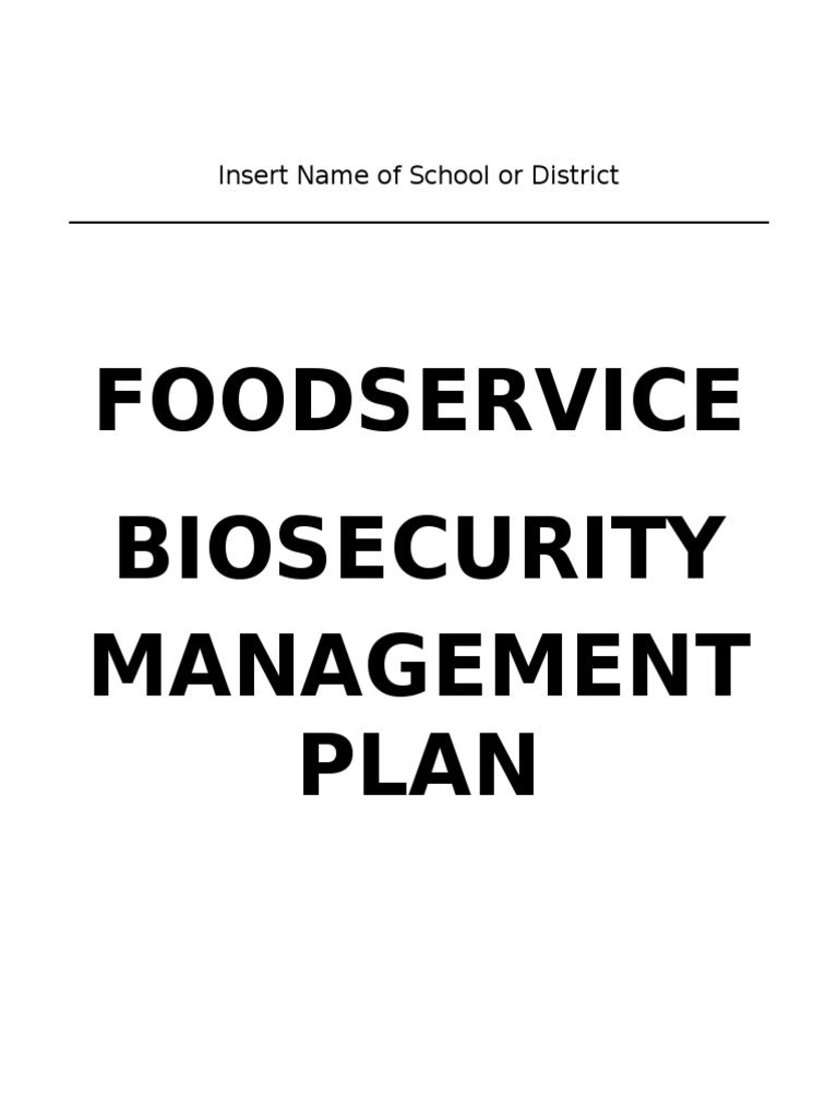 Bio Security Sample Plan | Foodservice | Foods