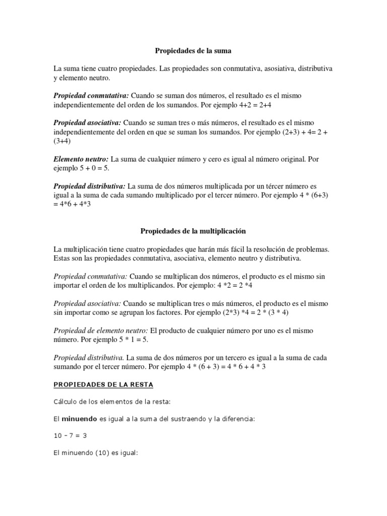 Propiedades de La Suma | PDF | División (Matemáticas) | Lógica