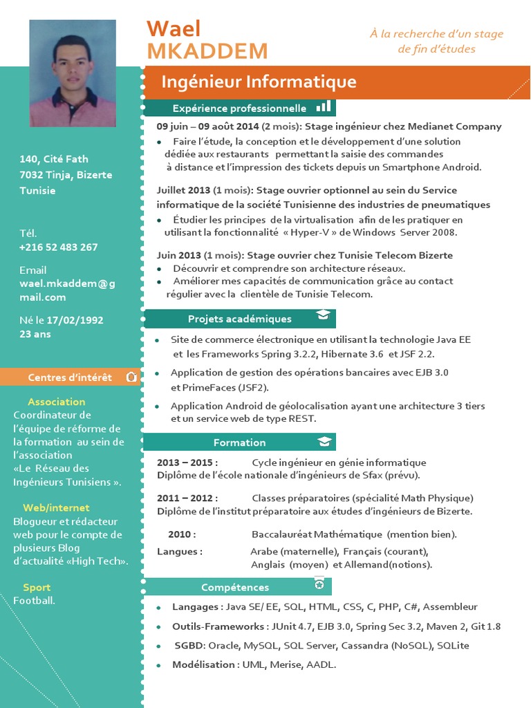 CV Wael Mkaddem | PDF | Ordinateurs | Technologie et ingénierie