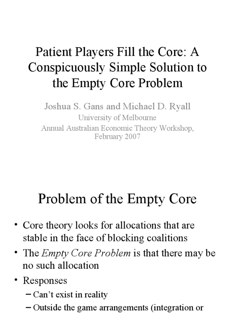 Simple Solution to Empty Core Problem | Game Theory | Economic Theories
