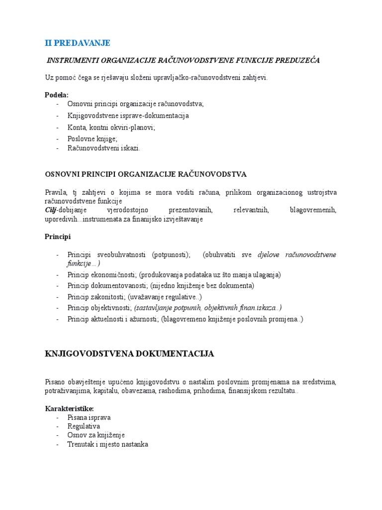 Predavanja Racunovodstvo | PDF