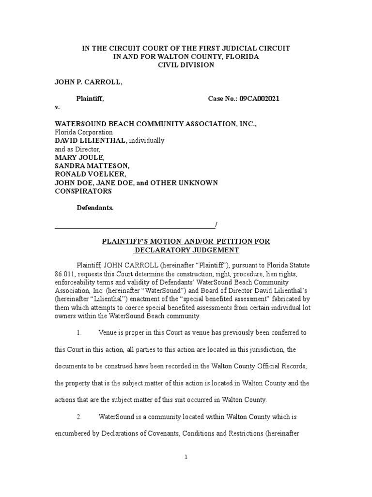 WaterSound Declaratory Judgement | Declaratory Judgment | Virginia ...