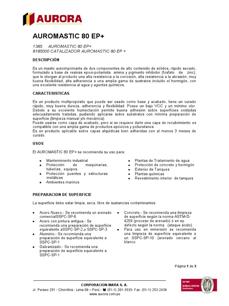 HT Auromastic 80 EP | PDF | Revestimiento | Aluminio