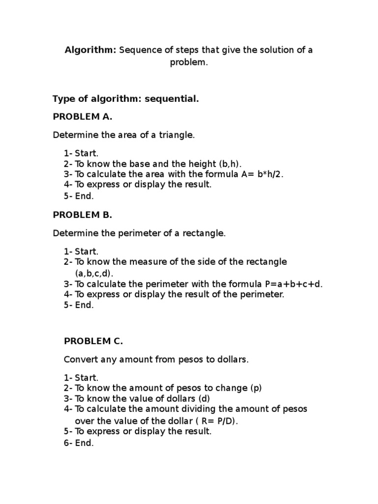 Algorithm: Sequence of Steps That Give The Solution of A | Download ...