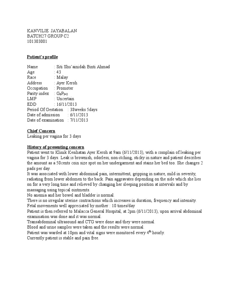 Ong Case Sheet Sem7 | PDF | Menstruation | Pregnancy
