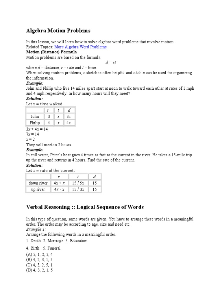 Algebra Motion Problems Set 1 | PDF | Algebra | Milk
