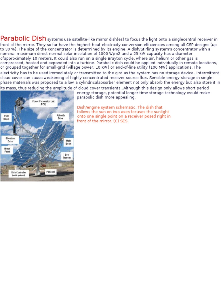Parabolic Dish | PDF | Sustainable Technologies | Alternative Energy