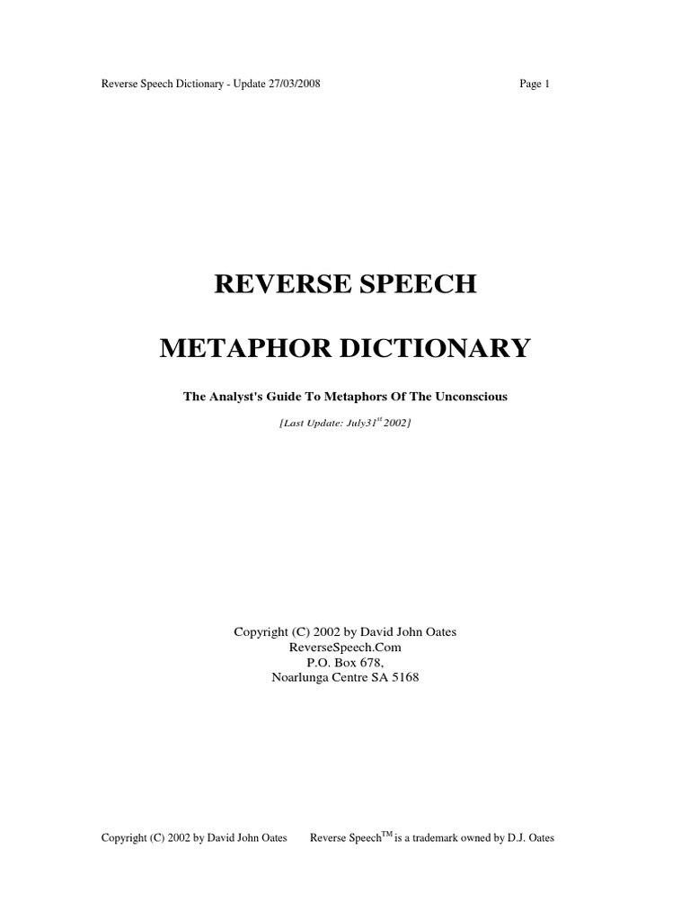 Metaphor Dictionary | PDF | Trance | Psychology