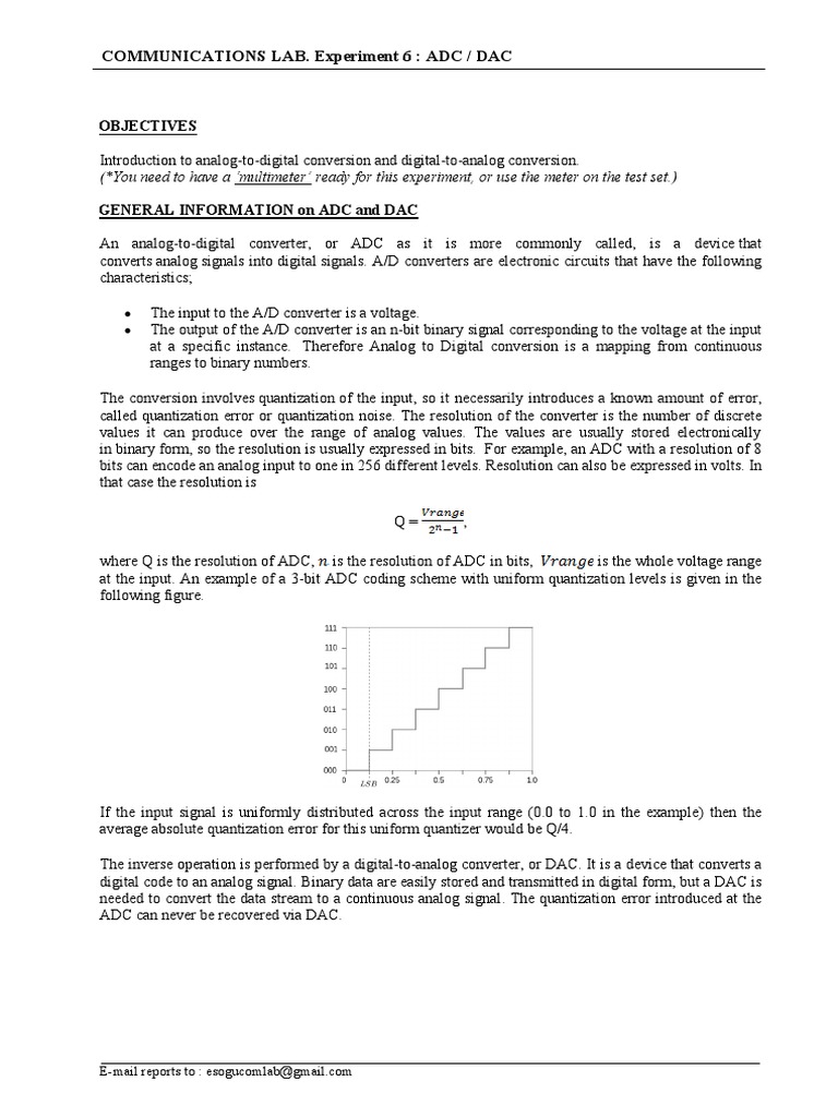 Communications Lab. Experiment 6: Adc / Dac | PDF | Teaching Methods ...