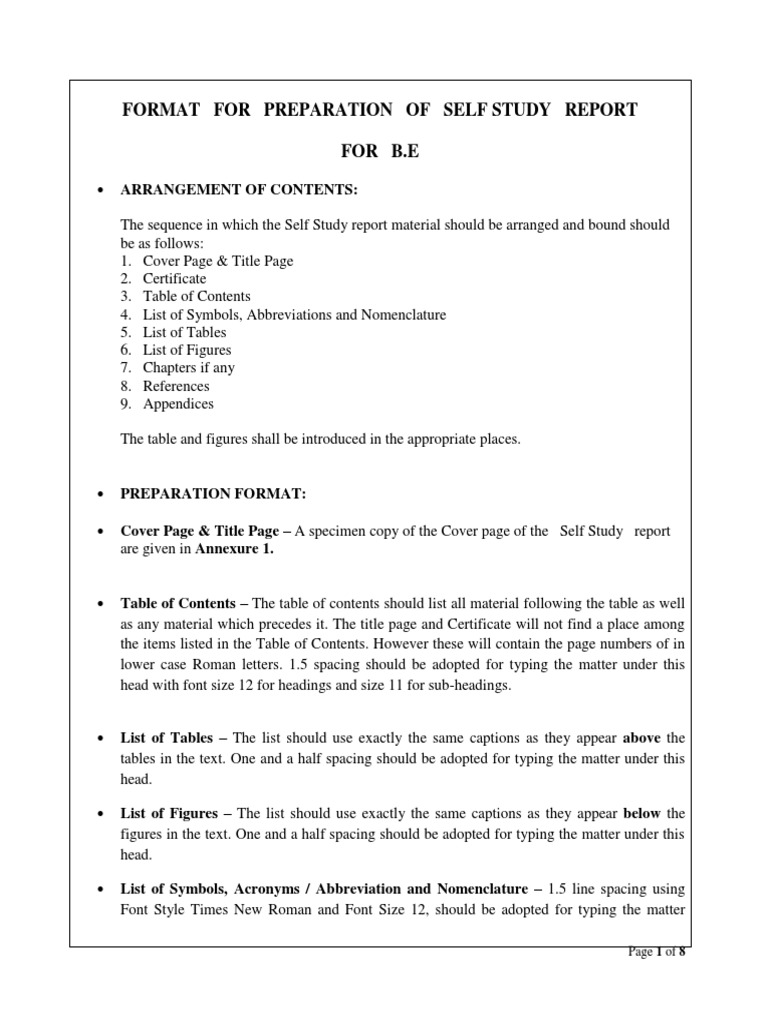 Self Study Report Preparation Guide | PDF | Thesis | Printing