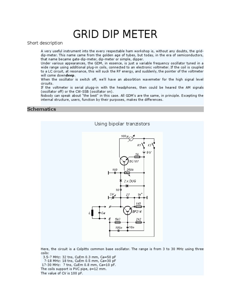 Grid Dip Meter Guide for Hams | PDF | Inductor | Antenna (Radio)