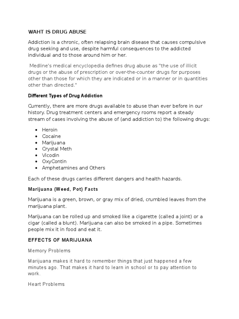 Drug Abuse & Prevention Word Dock | PDF | Substance Abuse | Substance ...