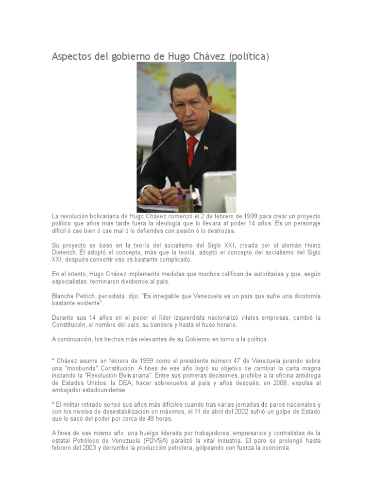 Aspectos clave del gobierno de Chávez | PDF | Hugo Chavez | Venezuela