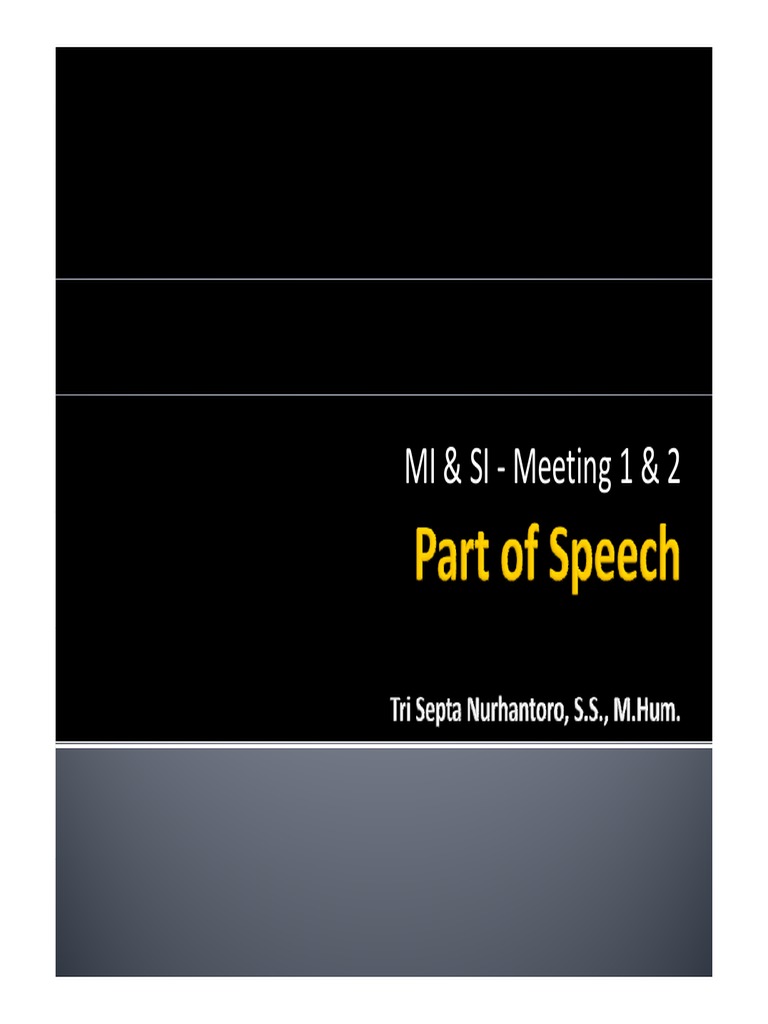 Part of Speech & Sentence Structure | PDF | Part Of Speech | Verb