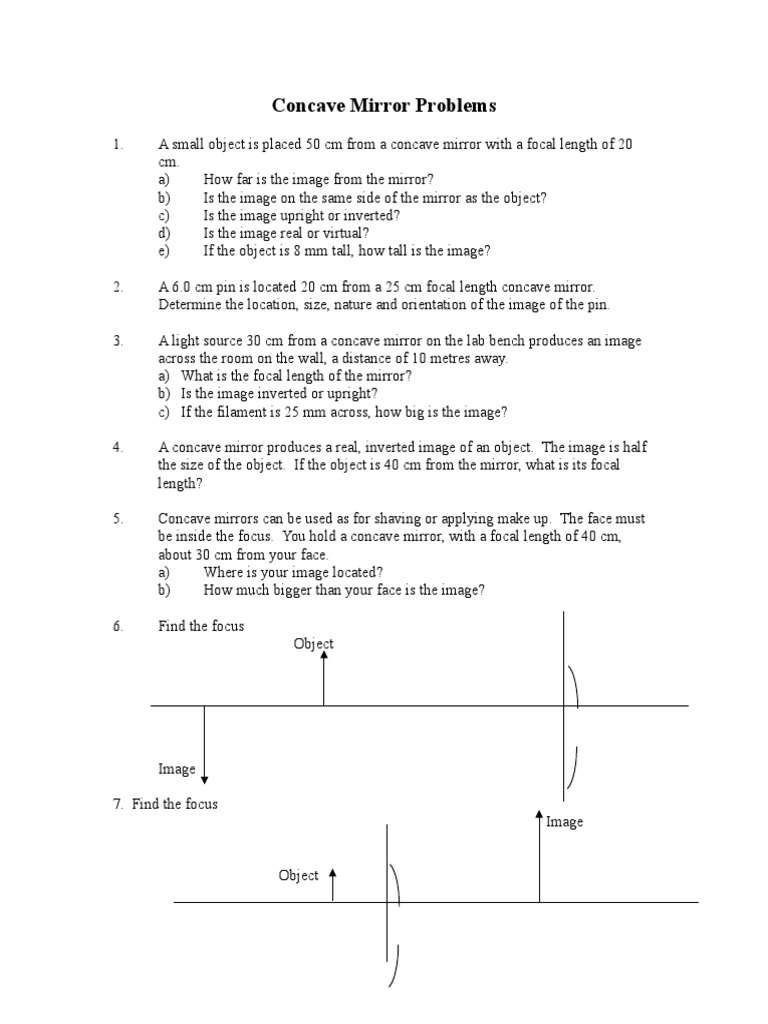 Practice Mirror Problems | PDF | Mirror | Speed Of Light