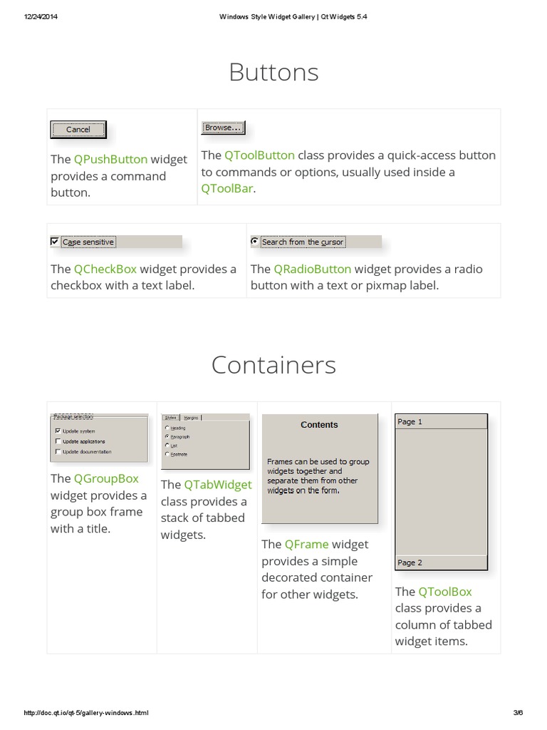 Qwidget Gallery | PDF | Widget (Gui) | Graphical User Interfaces