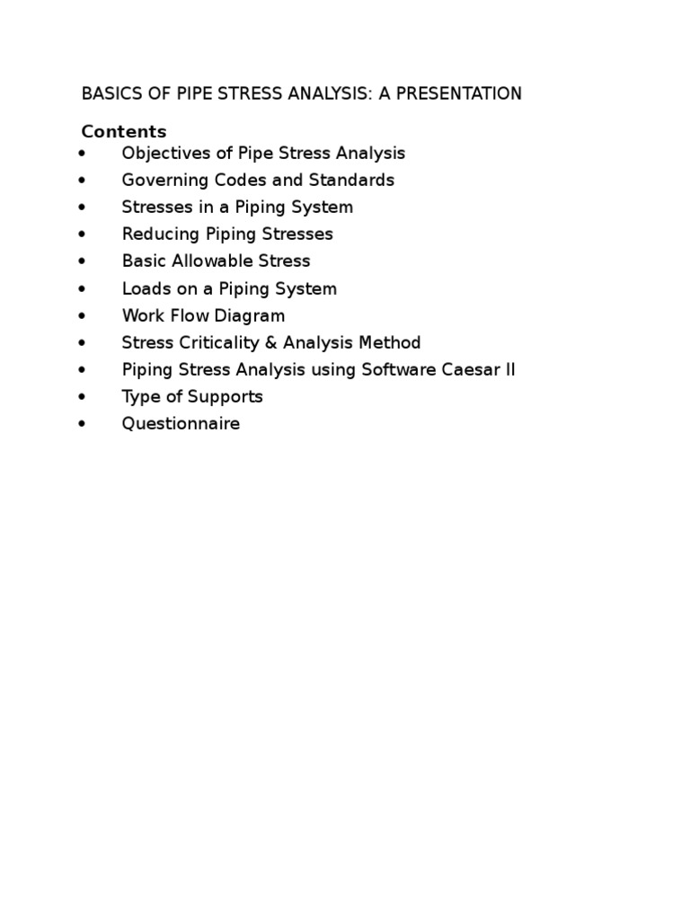 Basics of Pipe Stress Analysis (Must Read) | PDF | Pipe (Fluid Conveyance) | Stress (Mechanics)
