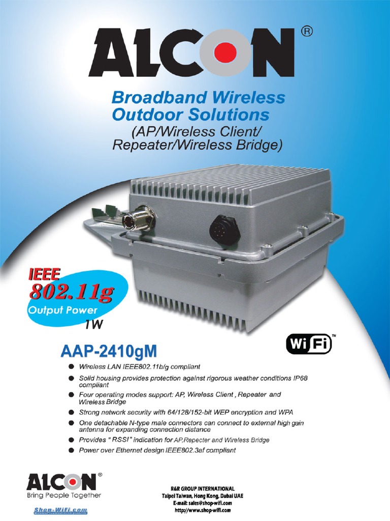Alcon Boardband Outdoor Solutions | PDF | Wireless Networking | Networking