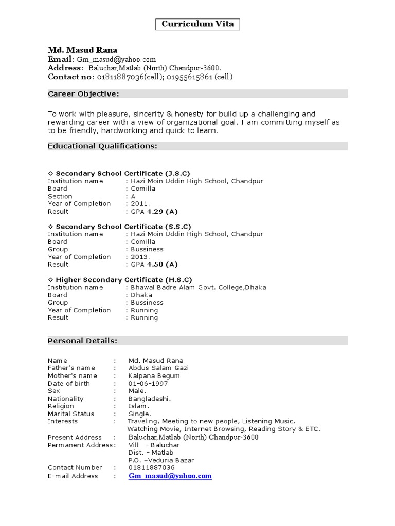 Masud CV | PDF | Sports & Recreation | Wellness