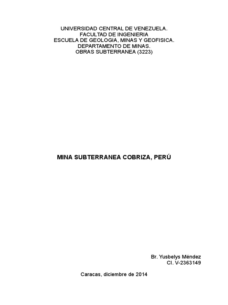 Mina Cobriza | PDF | Minería | Cobre