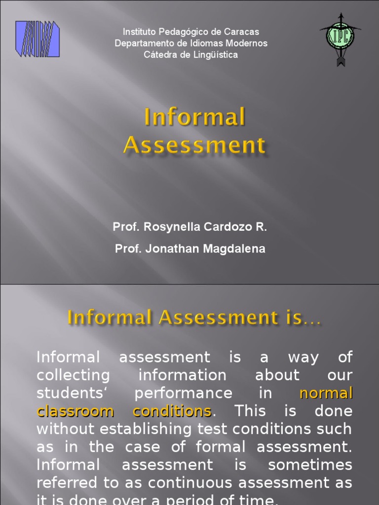 Understanding Informal Assessment | PDF | Educational Assessment ...