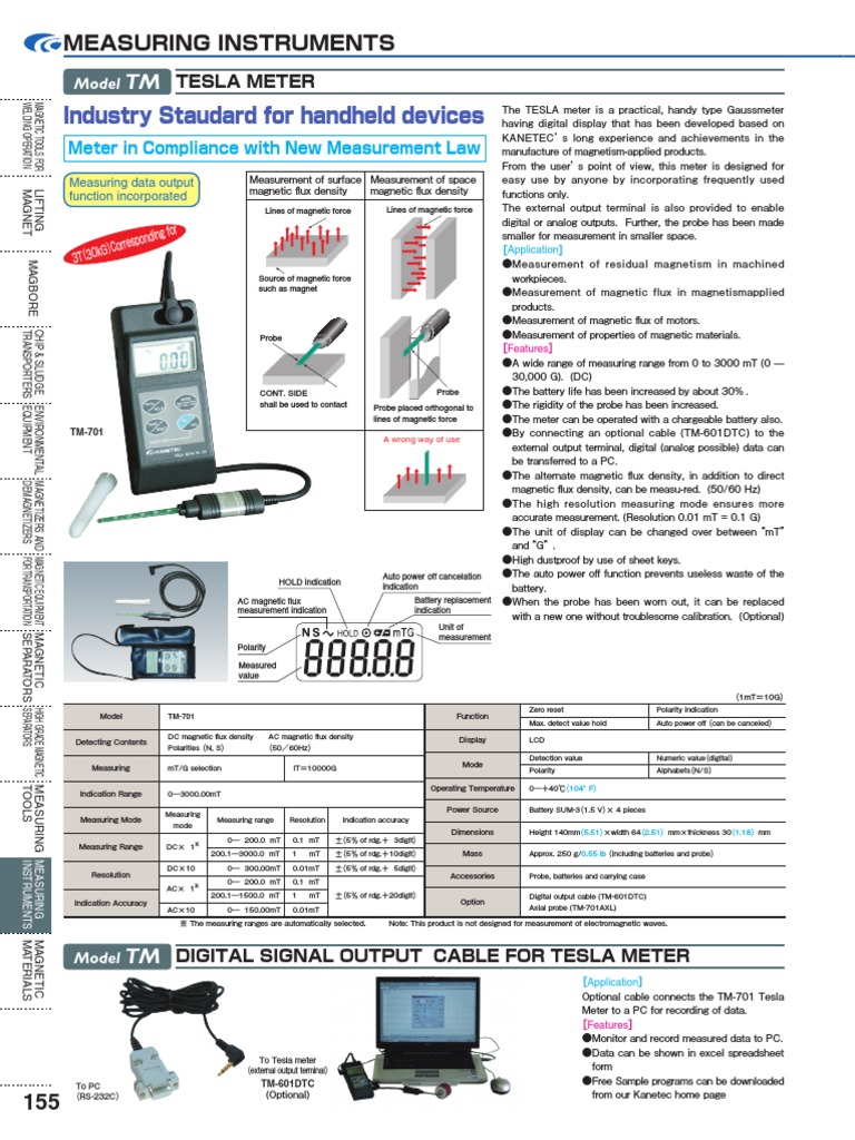 Handheld Tesla Meter for Measuring Magnetic Flux Density | PDF ...