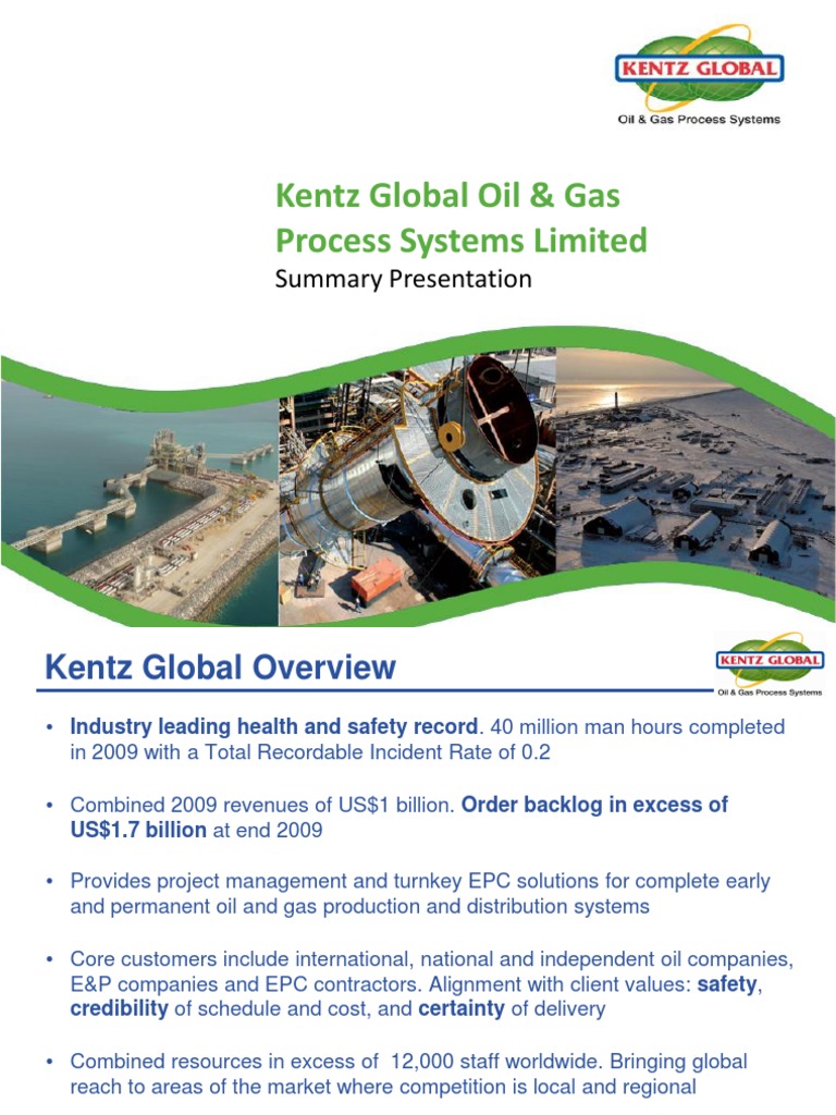 Kentz Global - Summary Presentation | PDF | Gas Compressor | Propane