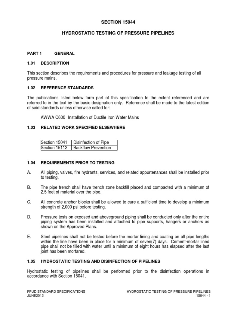 Hydrostatic Testing of Pressure Pipelines PDF | PDF | Pipe (Fluid ...