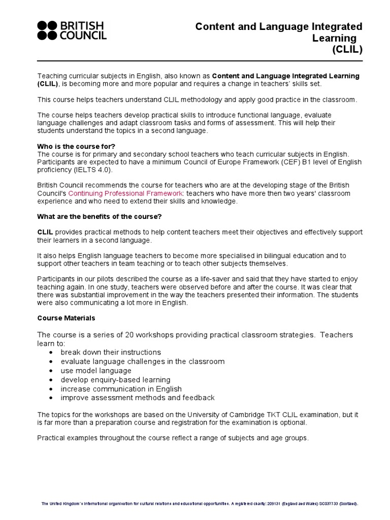 CLIL Teaching Methods | PDF | Teachers | Educational Assessment