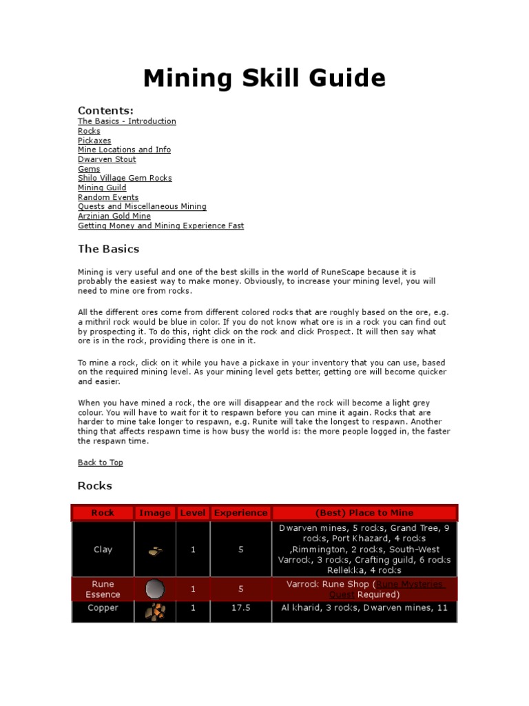 Mining Skill Guide | PDF | Mining | Nature