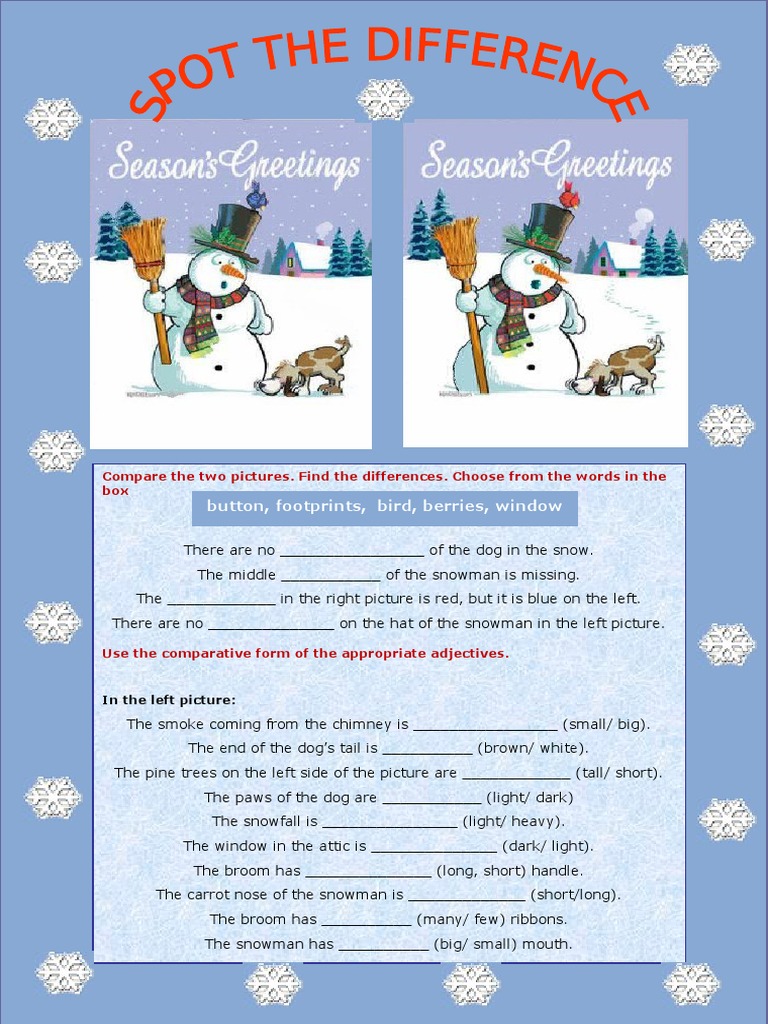 Spot The Difference - Snowman | PDF | Language Arts & Discipline ...