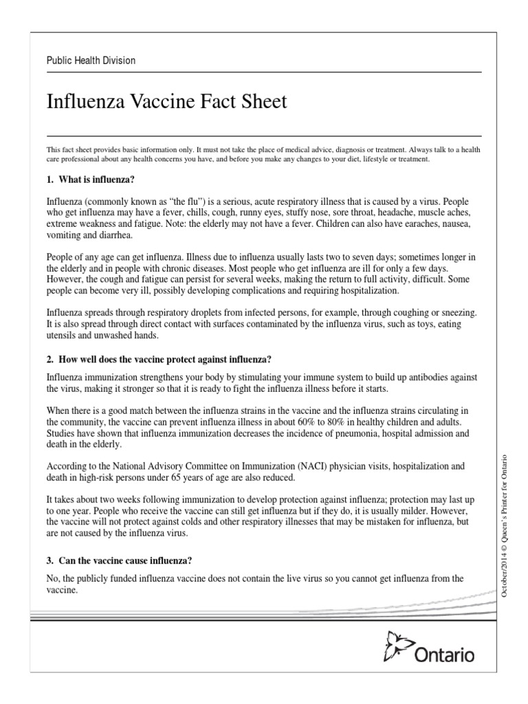 Uiip Flu Fact Sheet | PDF | Influenza | Influenza Vaccine