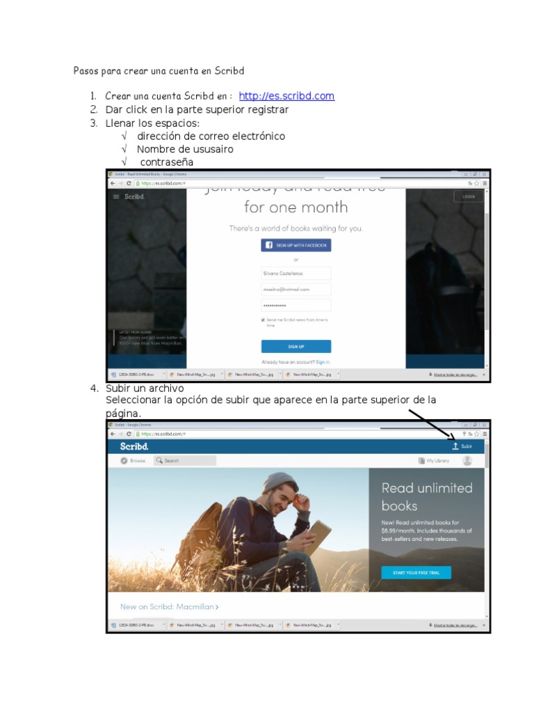 Pasos para Crear Una Cuenta en Scribd | PDF | Derecho | Informática
