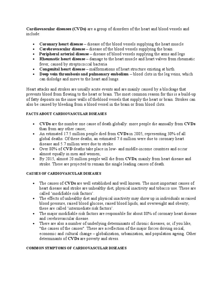 Cardiovascular Disease Nursing Diagnosis - Causes - Facts | PDF ...