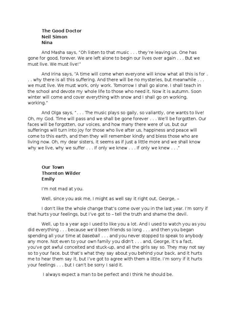 Three Female Monologues | Leisure | Free 30-day Trial | Scribd