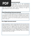 Airline Boarding Announcement Scripts | PDF | Aviation Accidents And ...