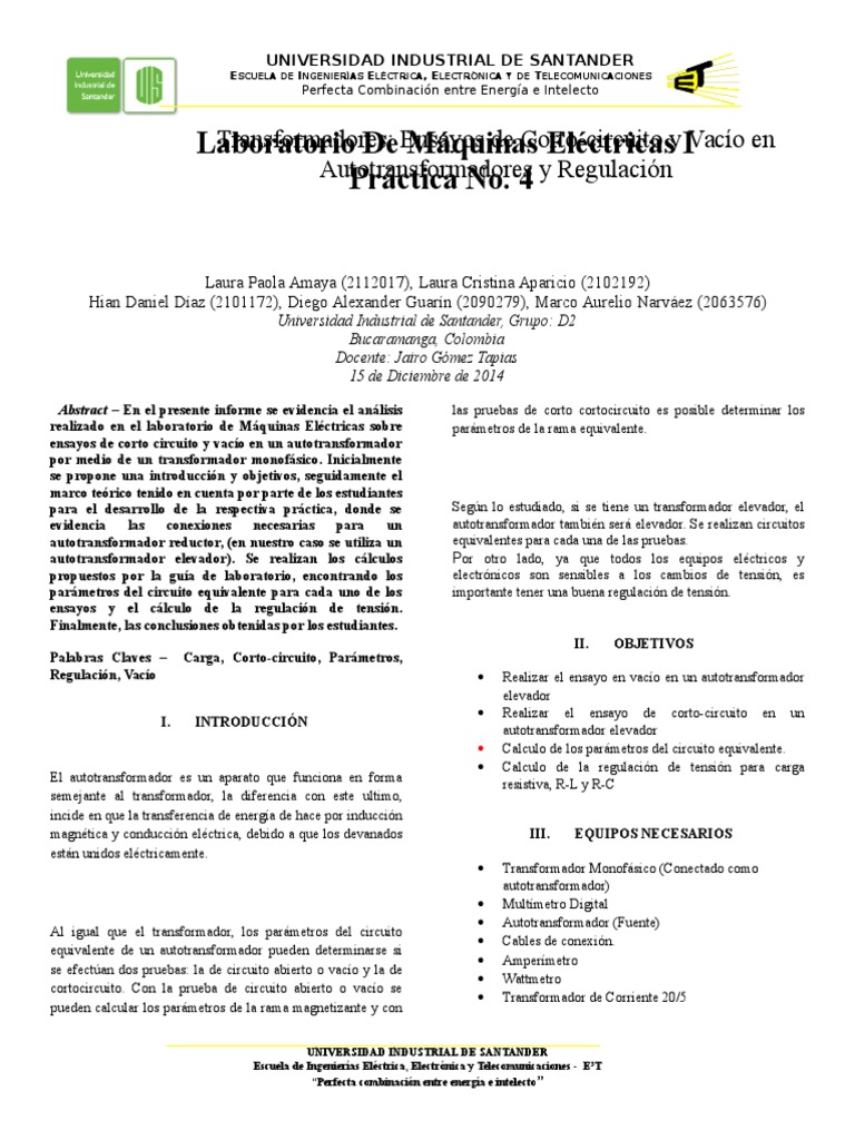 Practica 4 Maquinas | PDF | Transformador | Inductor