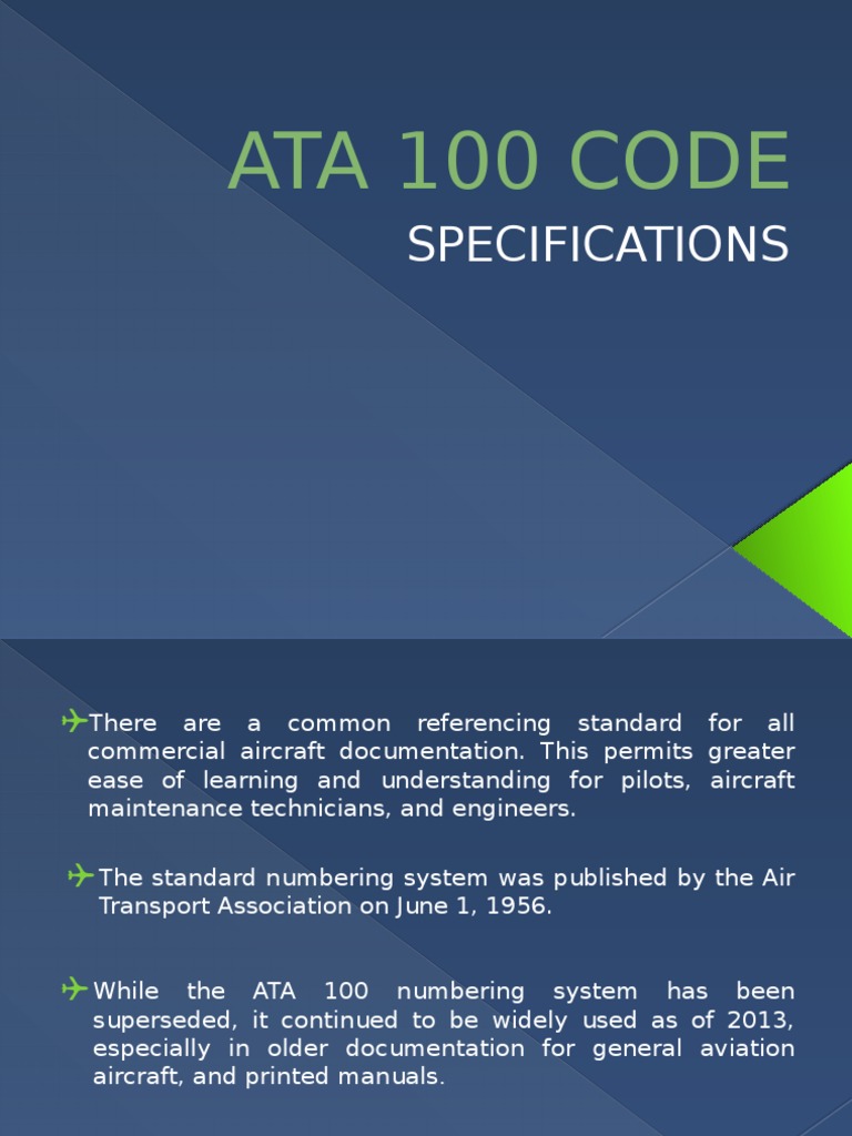Ata 100 Code | Industries | Aerospace Engineering
