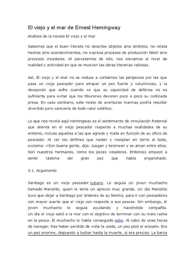 ANÁLISIS CRÍTICO El Viejo y El Mar de Ernest Hemingway