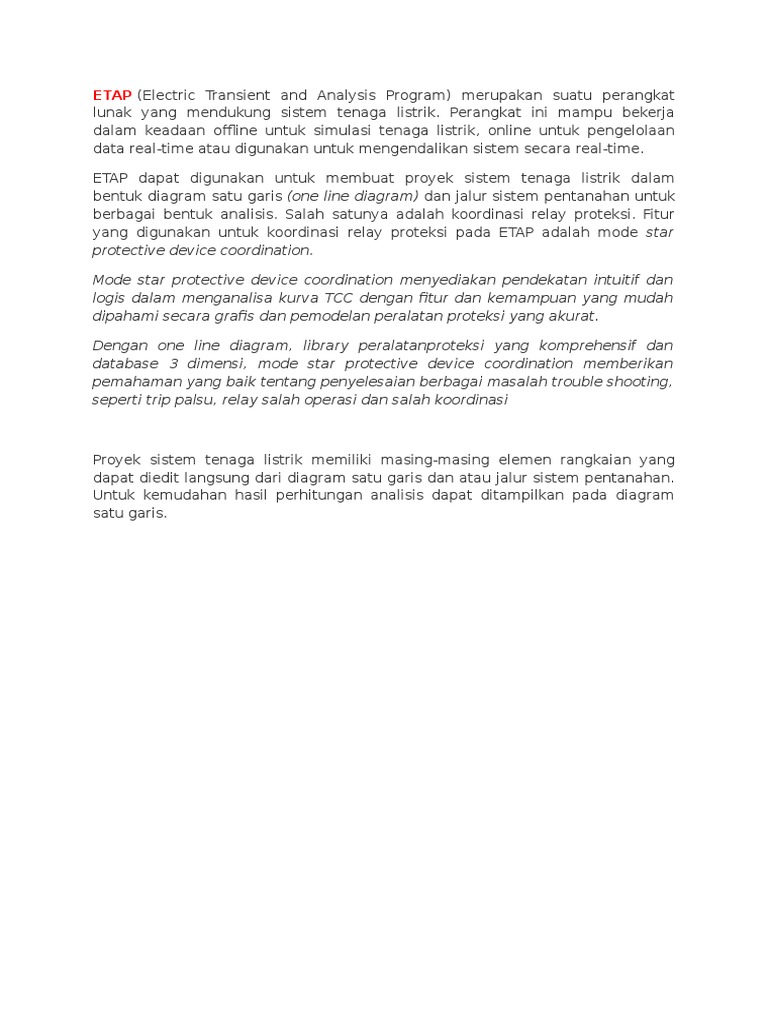 Tutorial ETAP Bahasa Indonesia | PDF