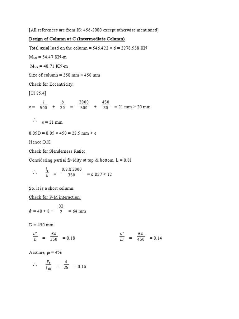 Design of Column at C (Intermediate Column) | PDF