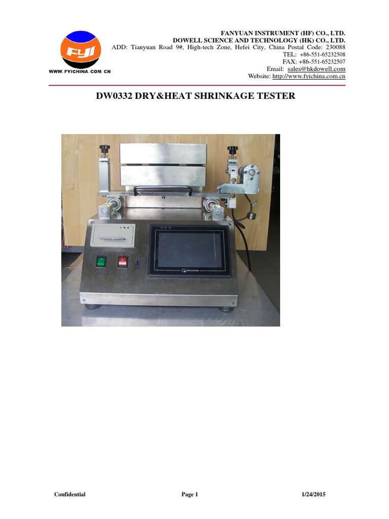 Dry & Heat Shrinkage Tester | PDF | Computer Data Storage | Casting ...